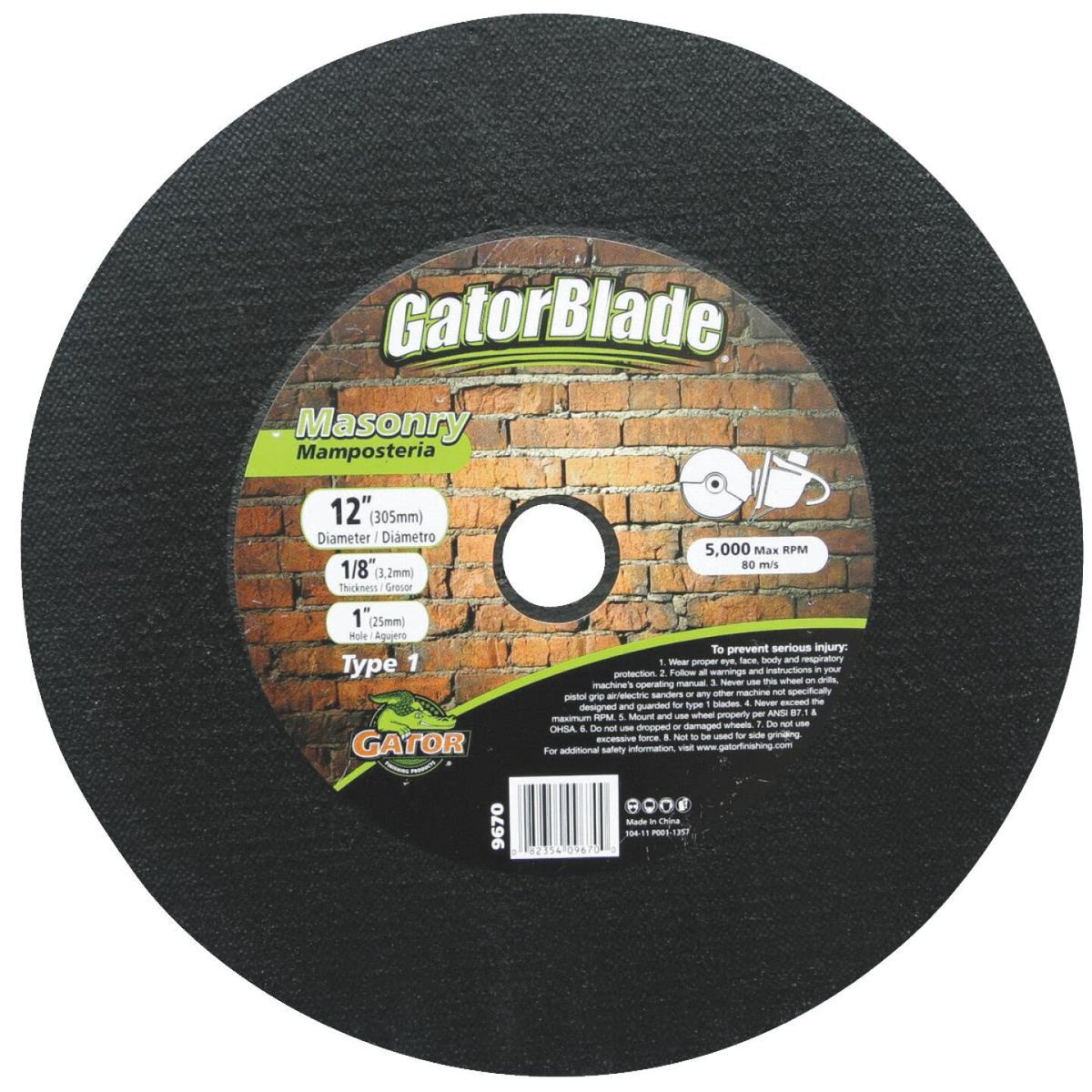 Gator Blade Type 1 12 In. x 1/8 In. x 1 In. Masonry Cut-Off Wheel ...